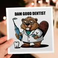 3drose, Funny Cute Beaver with Drill and Tooth Dam Good Dentist Pun, 6 ...