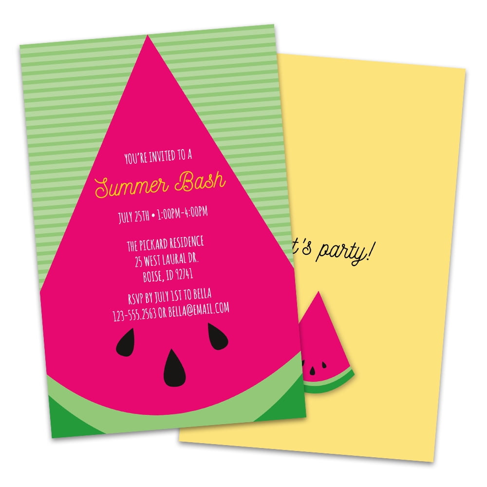 Personalized Watermelon Bash Party Invitations - Walmart.com - Walmart.com