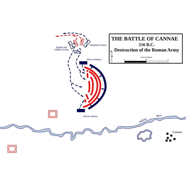24x36 gallery poster, Map of Battle of Cannae, 215 BC - Destruction of ...
