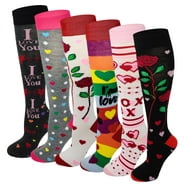 6 Pairs Women's Fancy Design Multi Colorful Patterned Knee High Socks ...