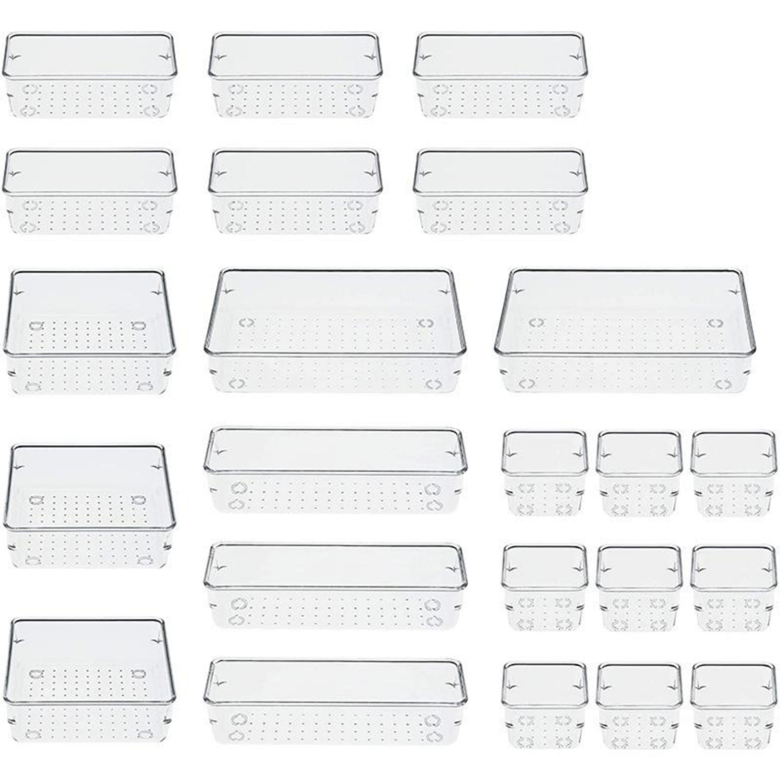 Holocky 23 PCS Clear Plastic Drawer Organizer Set 4-Size Drawer ...