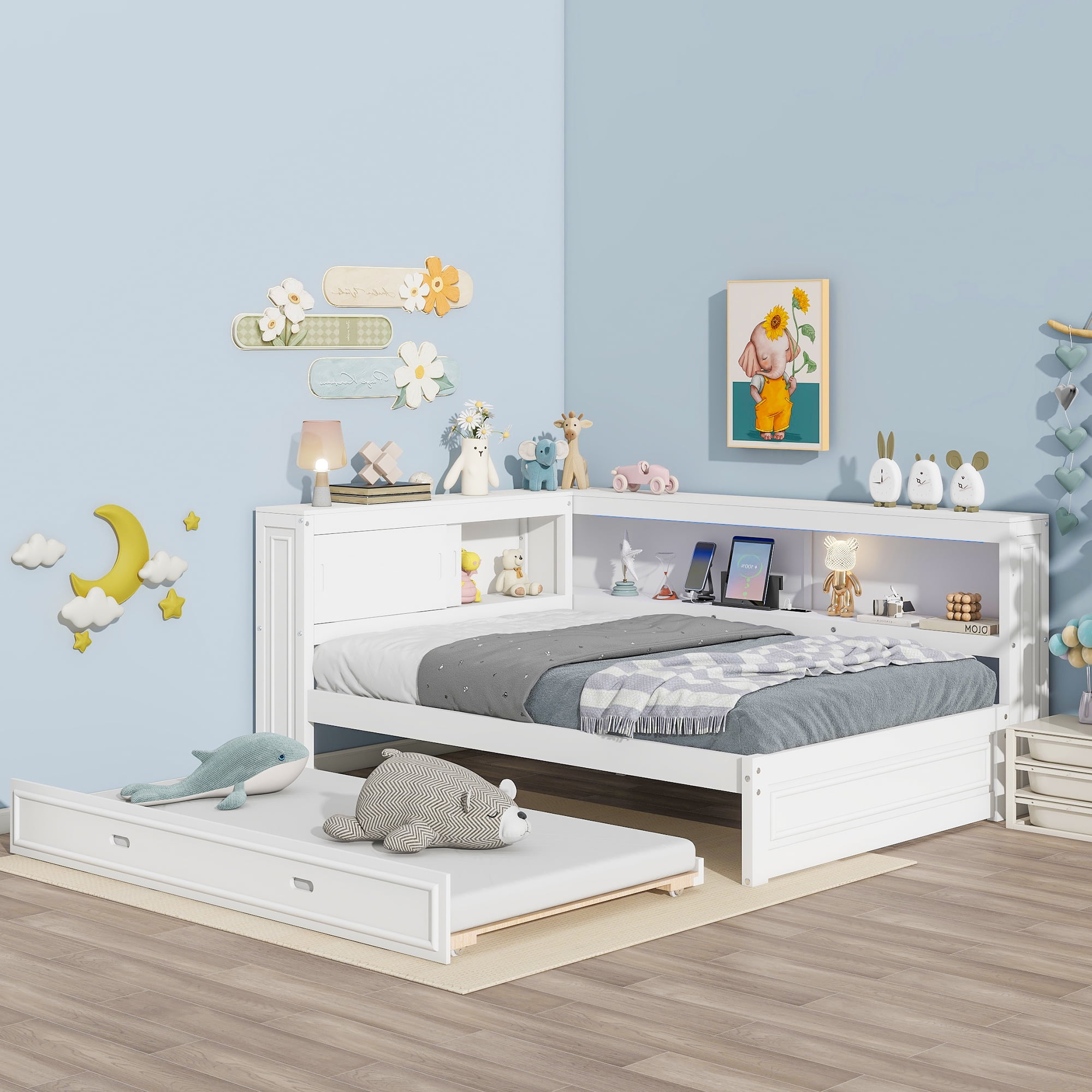 Click here for Euroco Wood Full Size Daybed With Storage Shelves... prices