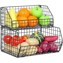 4 Pack XXL Stackable Wire Baskets with Handles, X-cosrack Fruit ...