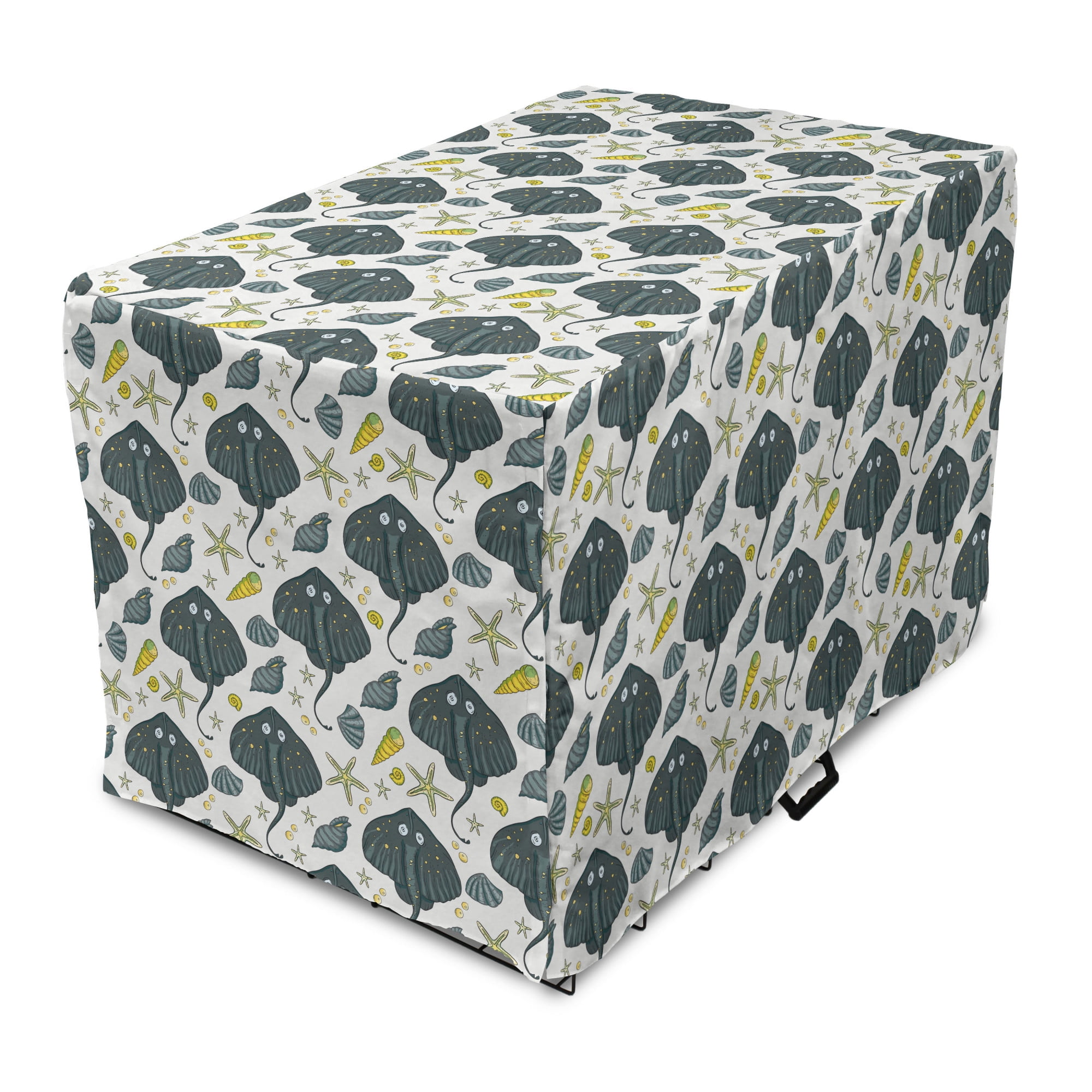 Underwater Dog Crate Cover, Funny Stingray and Starfish Nautilus Sea ...