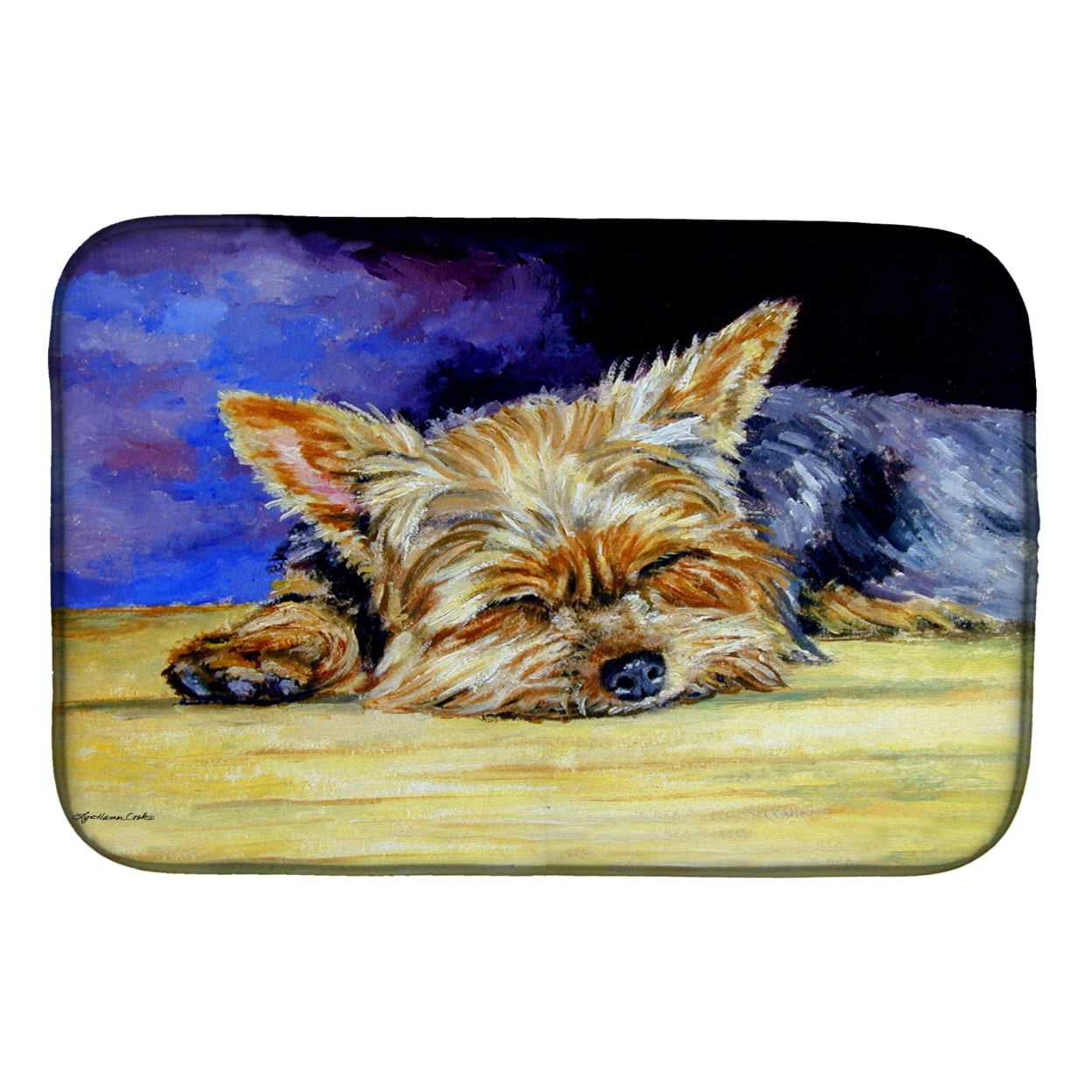 Caroline's Treasures Yorkie Taking a Nap Dish Drying Mat - Walmart.com
