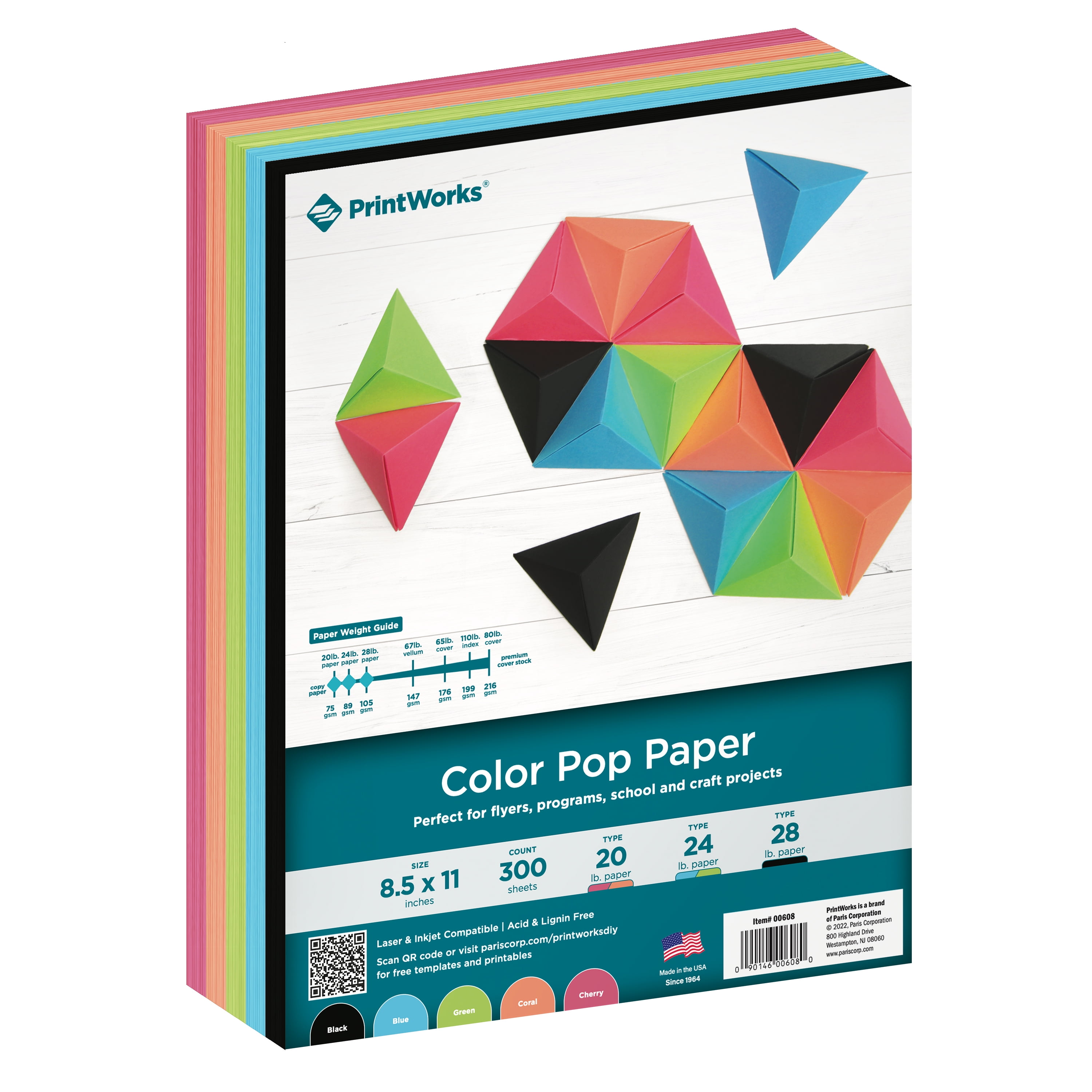 Printworks Color Pop Paper, Assorted Colors, 8.5 x 11, 300 Sheets ...