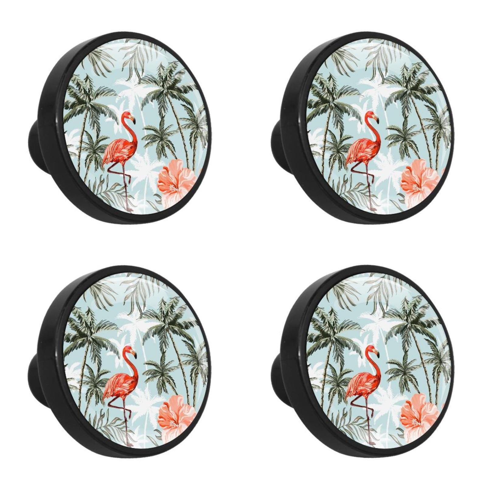 4 Pcs Flamingo Knobs for Kitchen Cabinet Cupboard Dresser Bookcase Drawer Pulls Handles Round ...