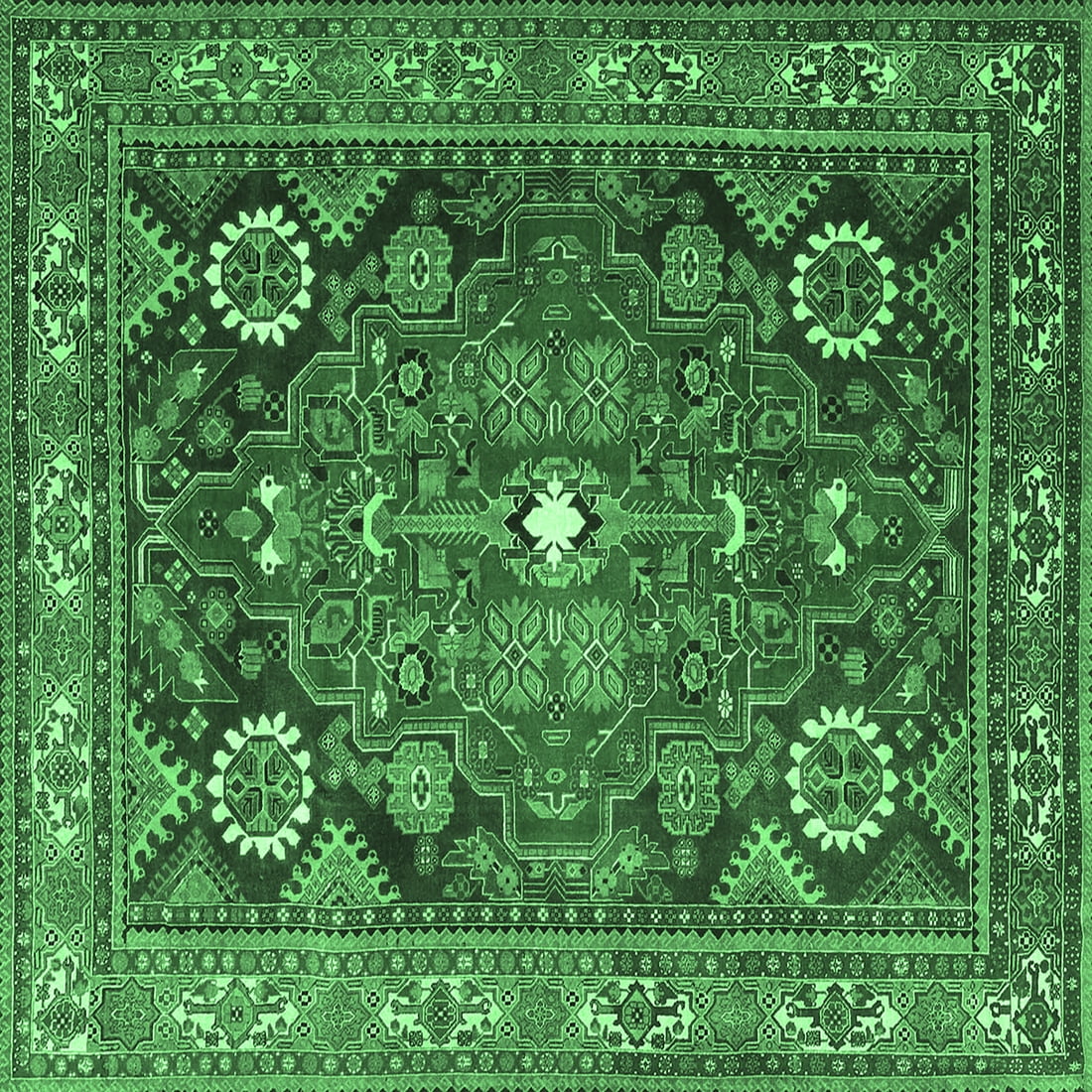 Ahgly Company Indoor Square Persian Emerald Green Traditional Area Rugs ...