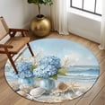 Hydrangeas Flowers Round Area Rug 6 FT, Non Slip Bedroom Rugs, Coastal ...