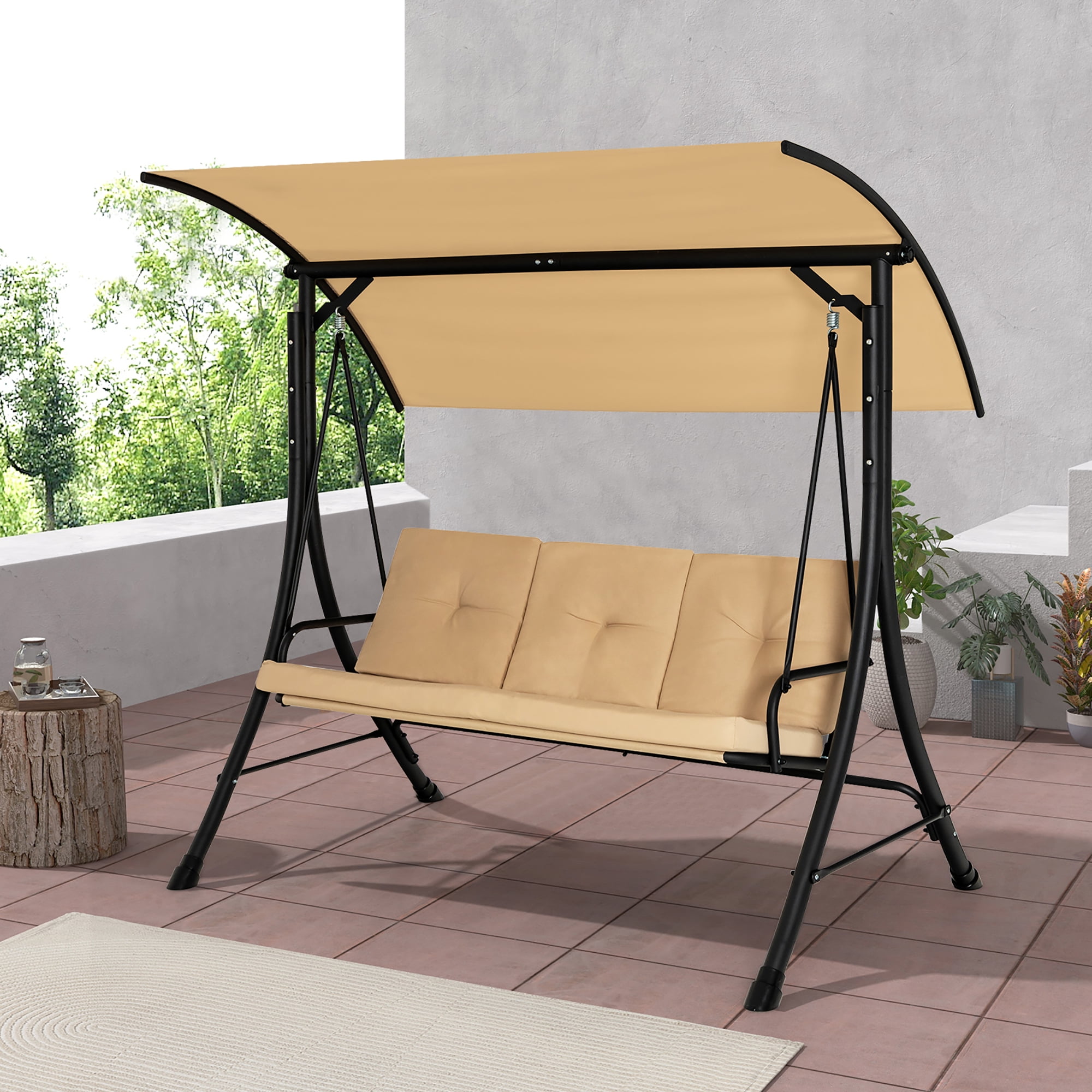 Click here for Gymax 3 Person Patio Porch Swing Outdoor Swing Cha... prices
