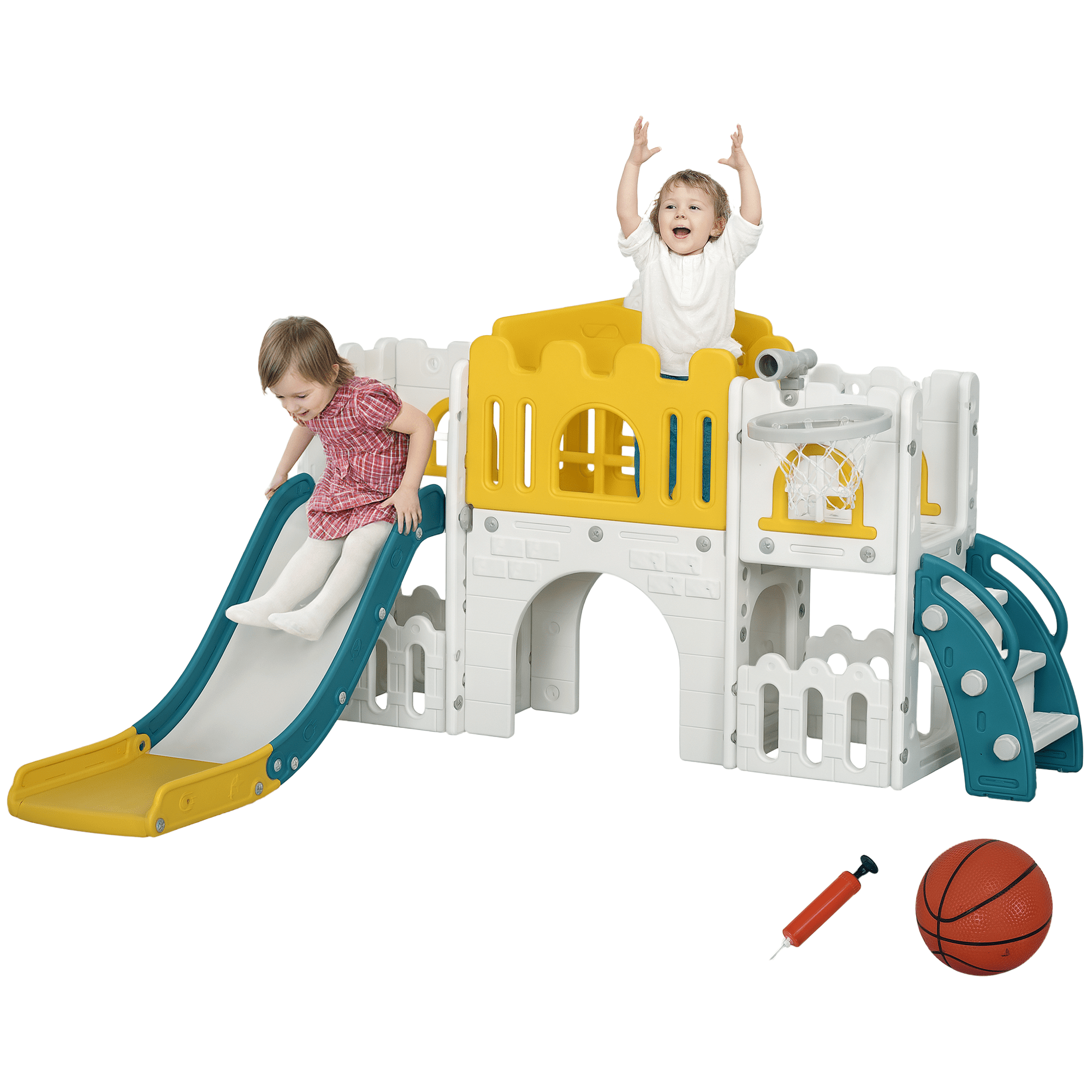 Click here for Qaba 7 In 1 Toddler Slide With Basketball Hoop  Fo... prices