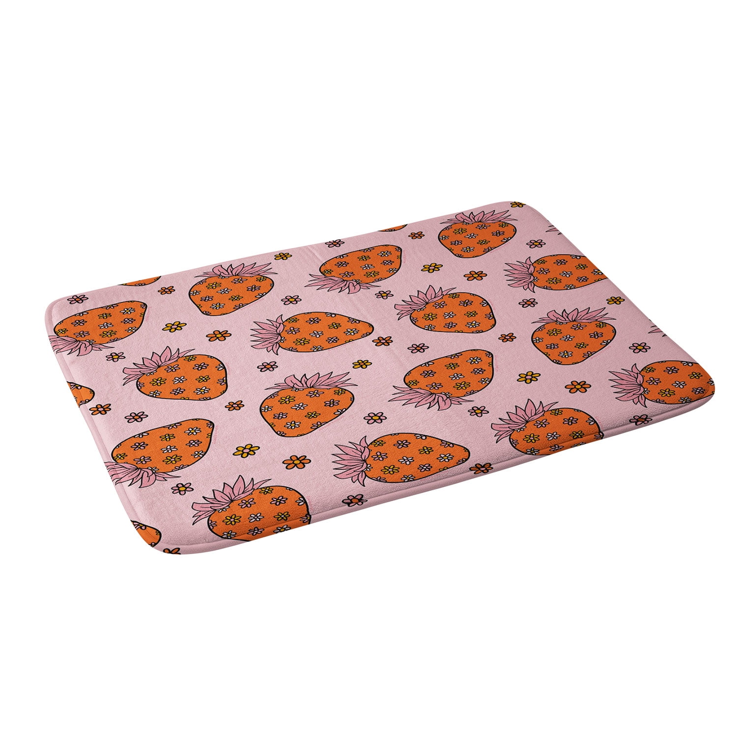 Society6 Doodle By Meg Flower Strawberry Print Bath Mat 34" x 21 ...
