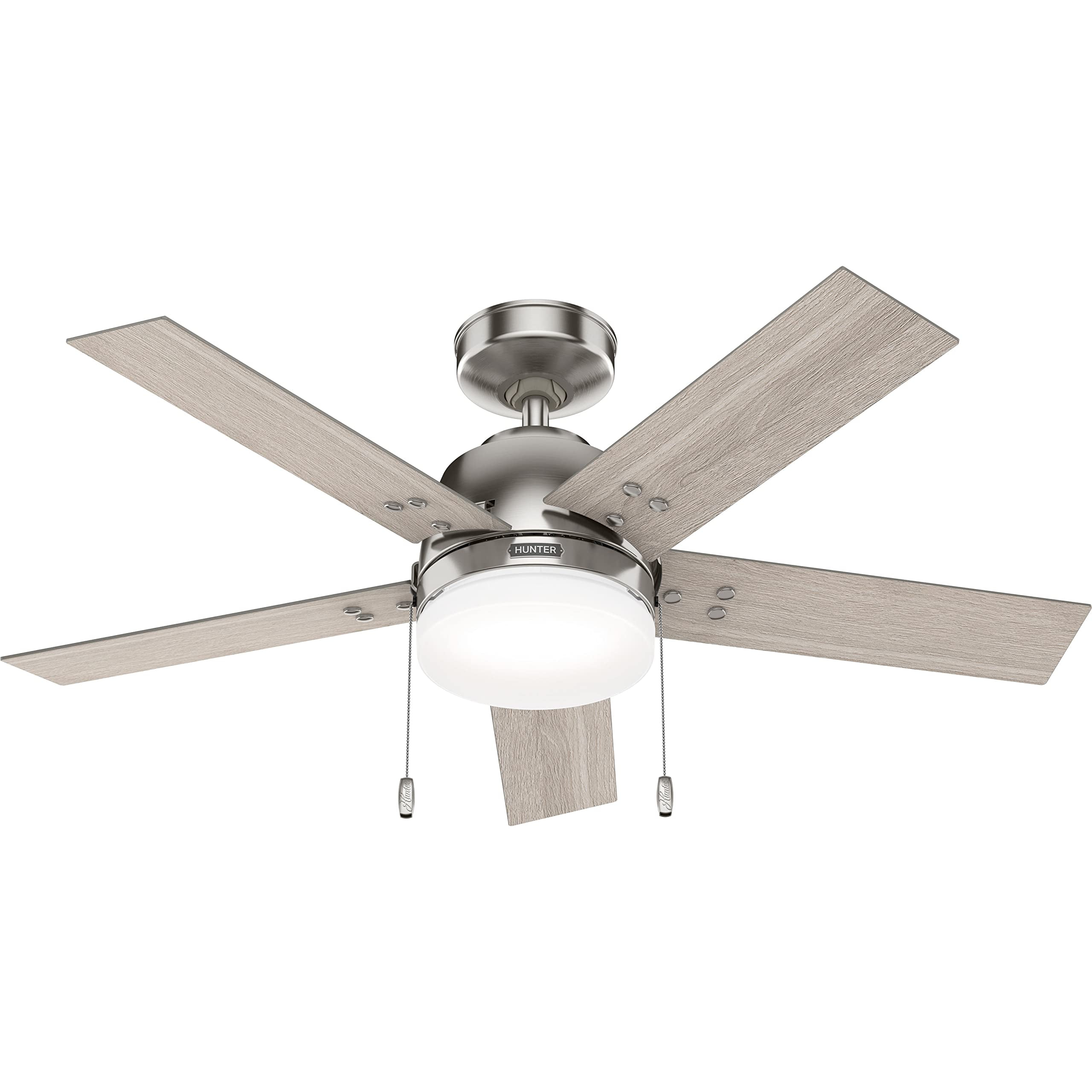 Restored Hunter Fan 44 inch Casual Brushed Nickel Indoor Ceiling Fan ...