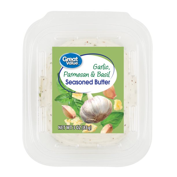 Great Value Garlic , Parmesan & Basil Seasoned Butter, 3 Oz. - Walmart ...