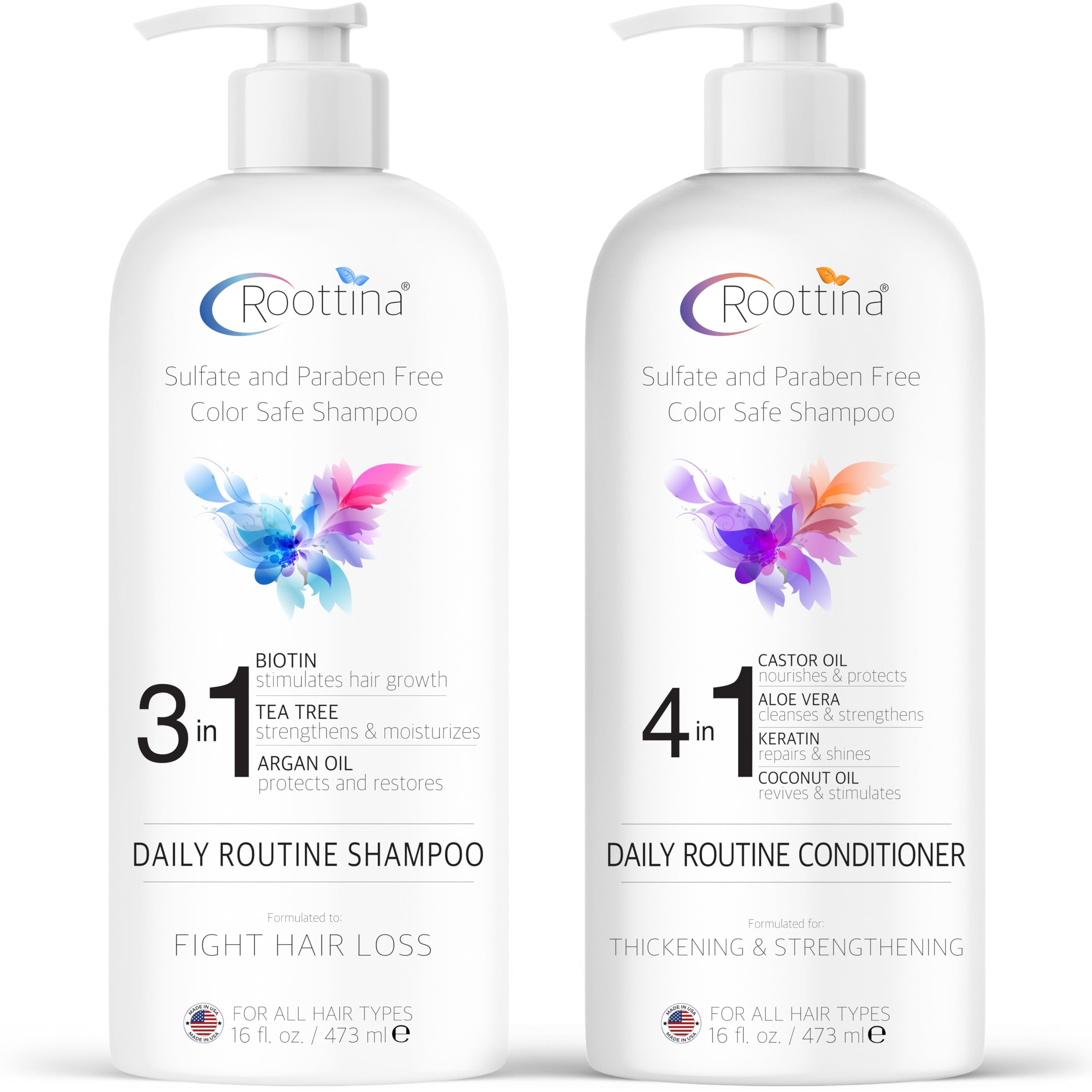 Fights Hair Loss, Roottina Daily Routine Shampoo and Conditioner Set ...