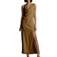 Byworldtasic Womens Dress Cowl Neck Sleeveless Maxi Dress Elegant ...