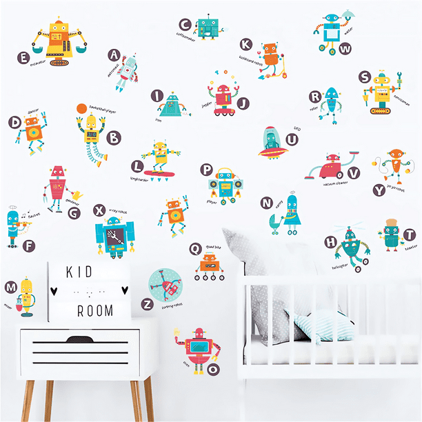 Vinil Decorativo H&Jess de Robots Infantil abecedario | Walmart en línea
