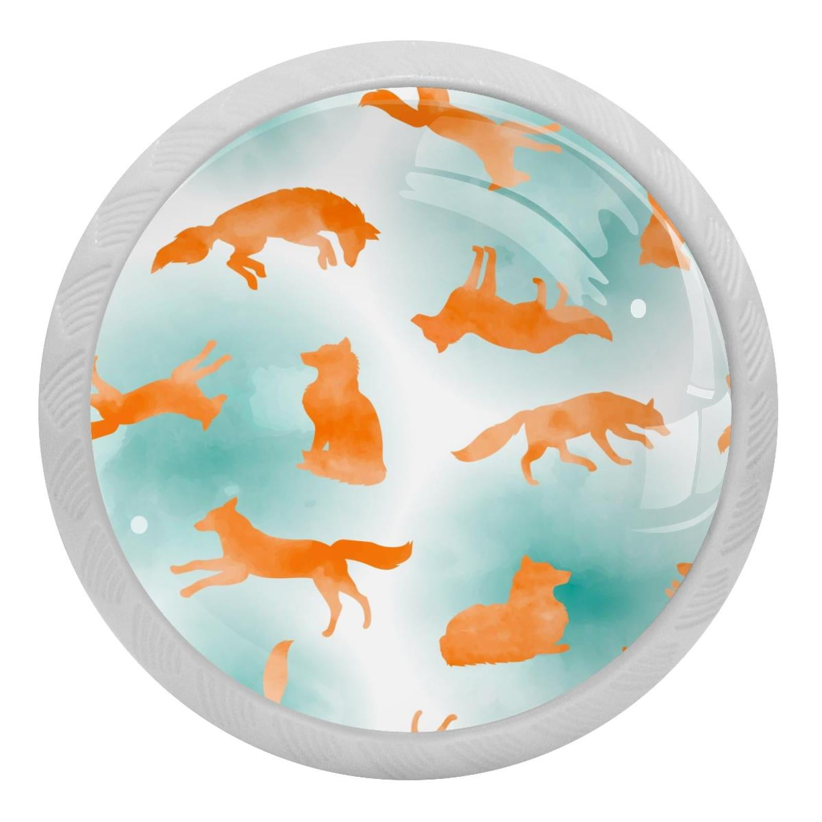 4PCS Round Fox Cabinet Fluorescence Knob Glowing in the Dark Furniture ...