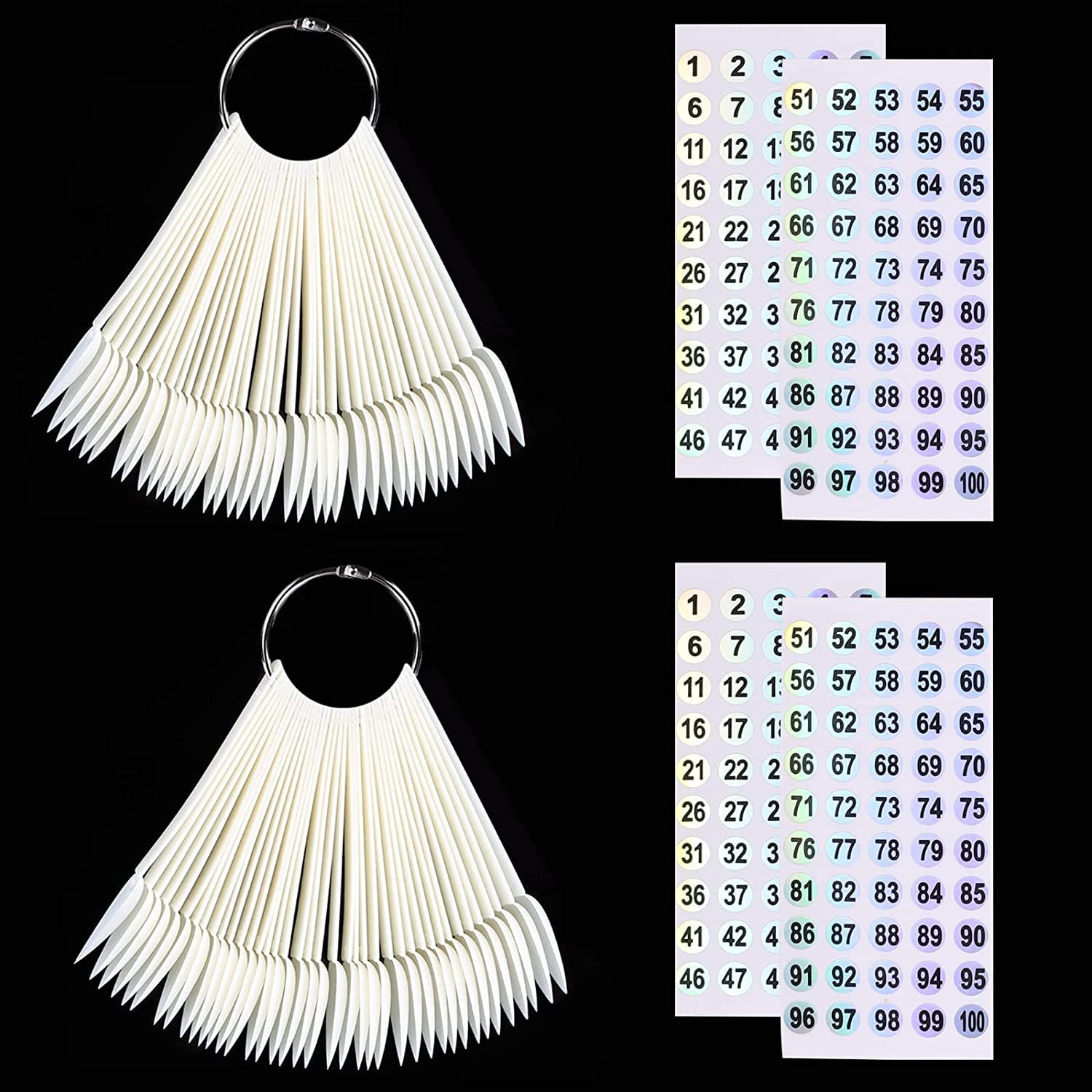 100 ps Nail Swatch Sticks with Number Stickers, Nail Color Display ...