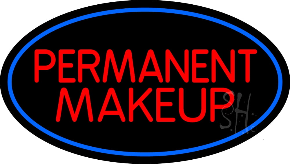 Red Permanent Makeup LED Neon Sign 13 x 24 - inches, Black Square Cut ...