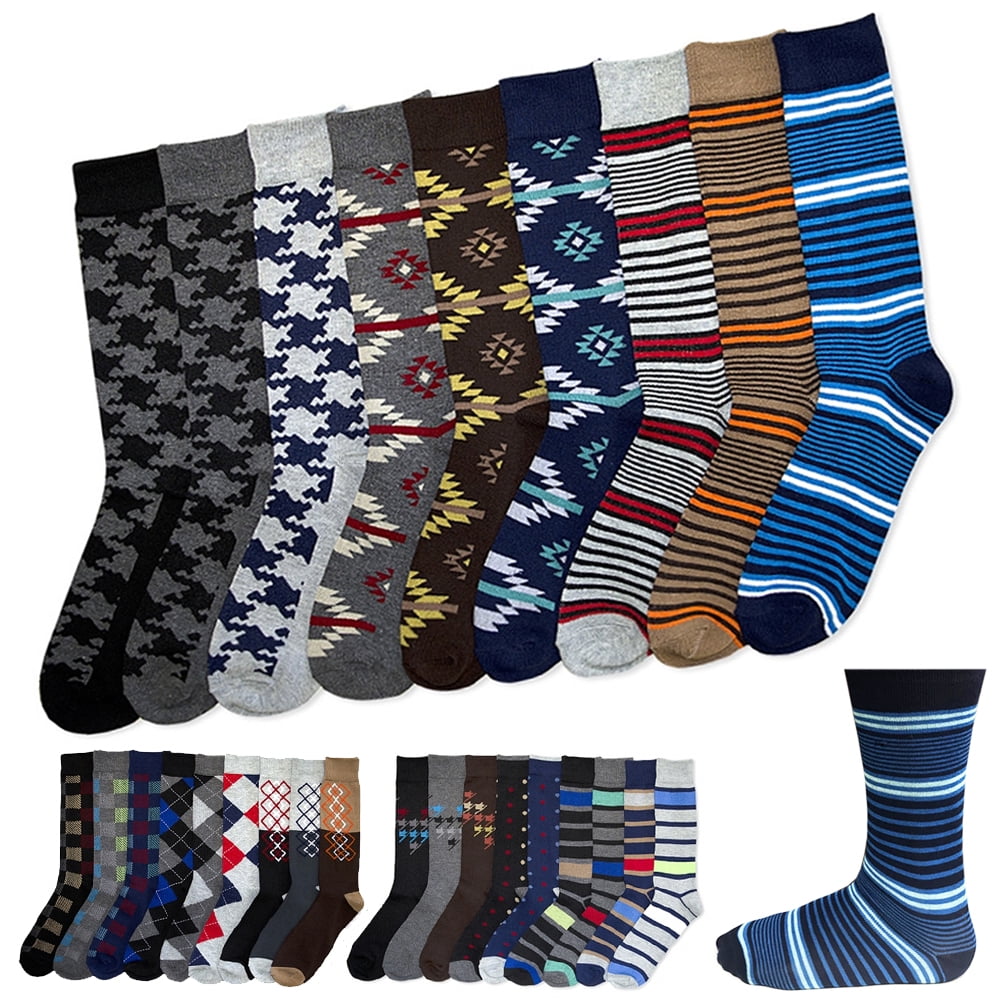 AllTopBargains 6 Pairs Men s Colorful Dress Socks Fun Funky Assorted