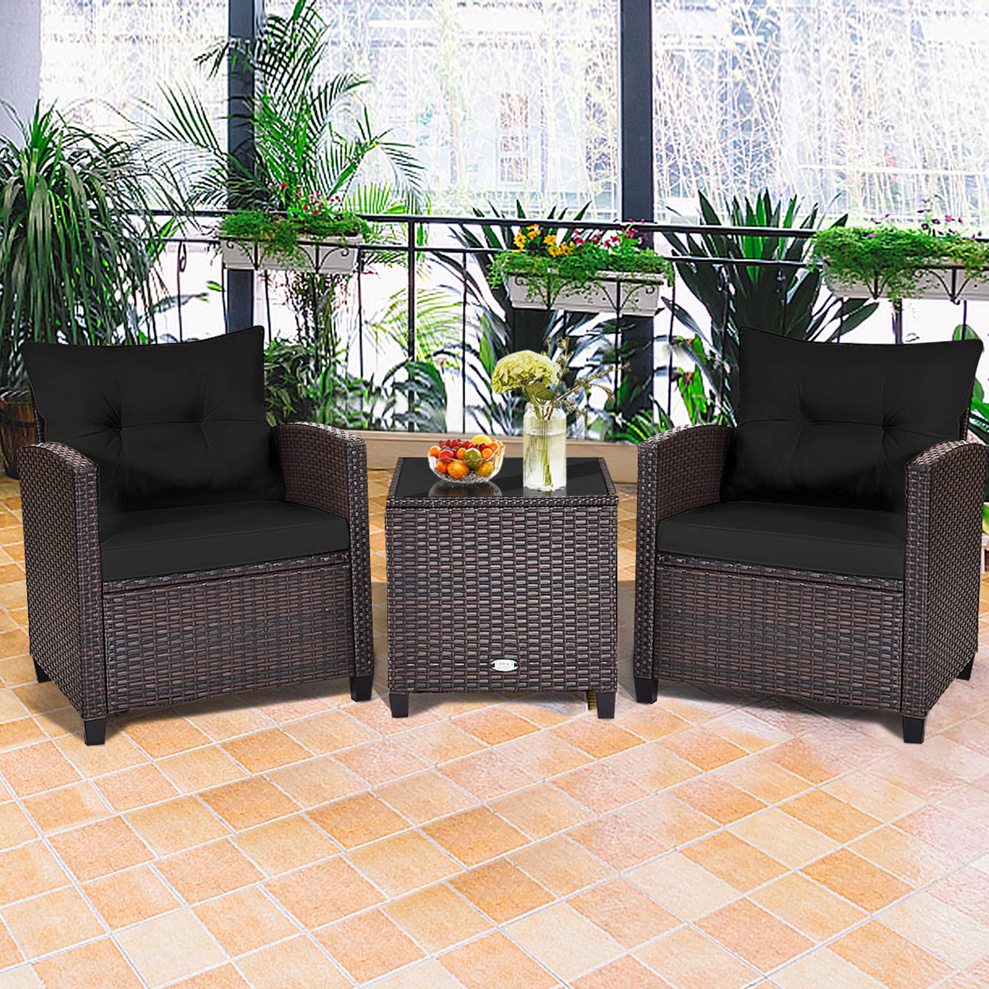 Click here for Gymax 3pcs Outdoor Patio Rattan Conversation Set G... prices