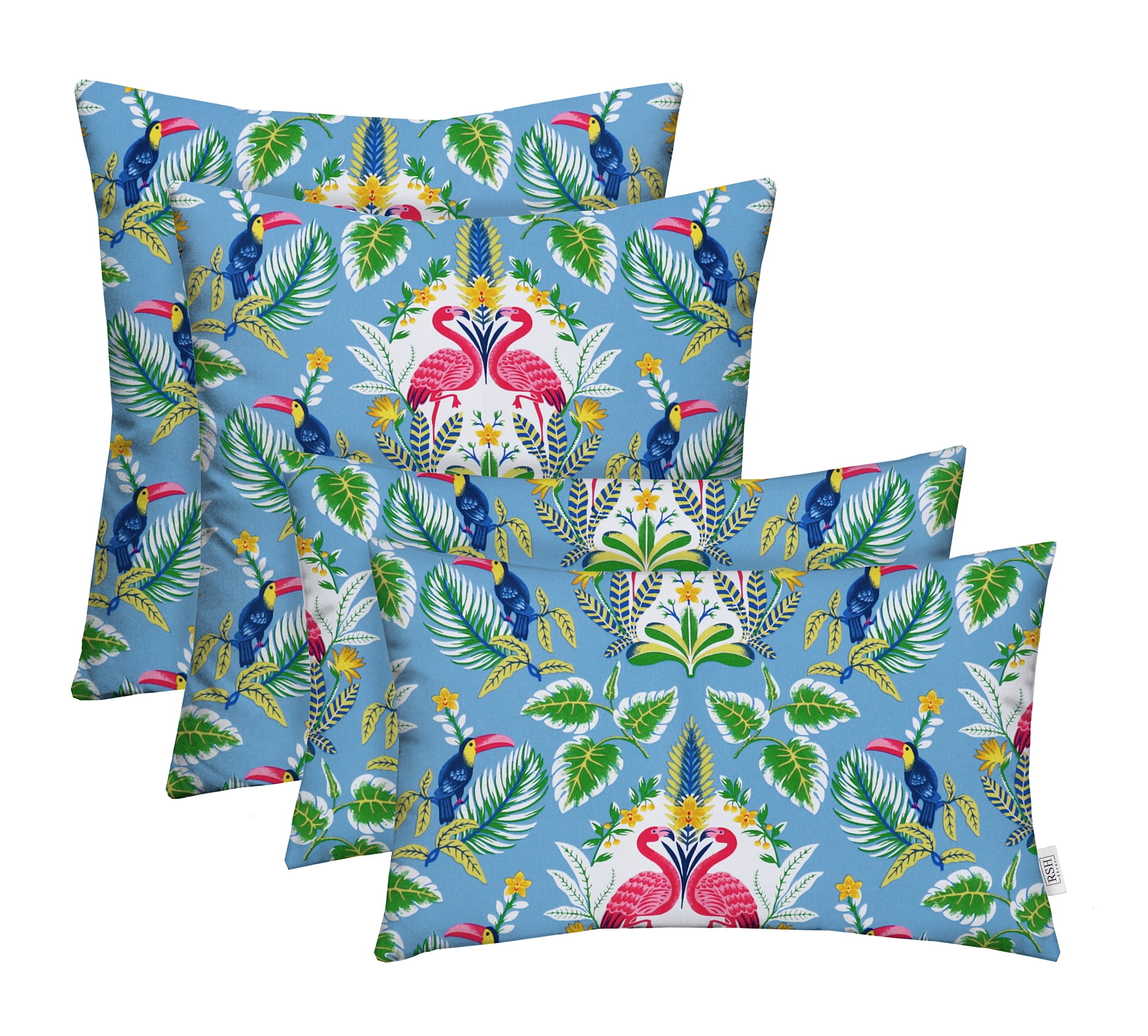 RSH Décor Indoor Outdoor Set of 4 Pillows Square and Lumbar Pillows, 17 ...