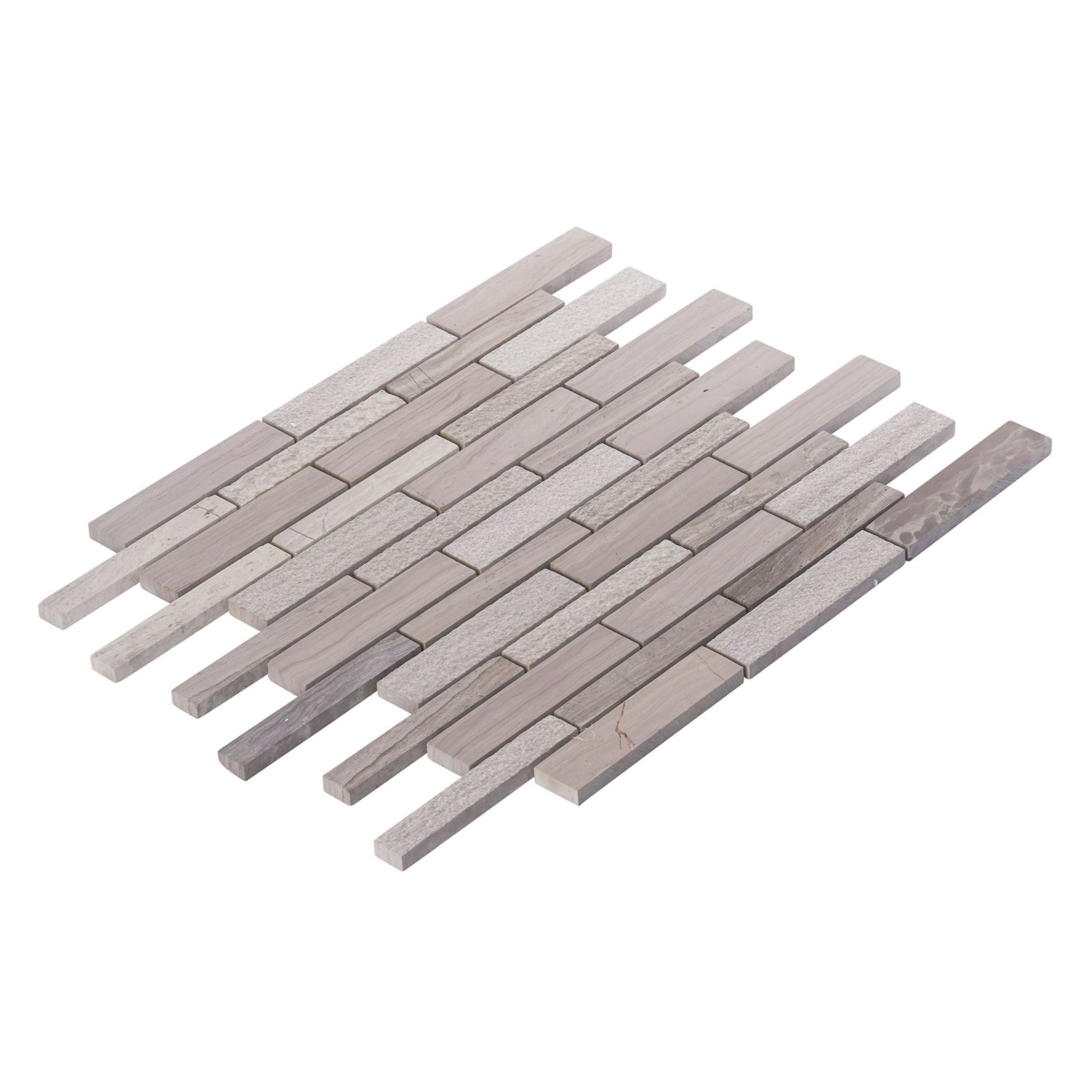 Buy Sample - Taupe Gray Linear White Oak Marble Stone Linear Mosaic ...