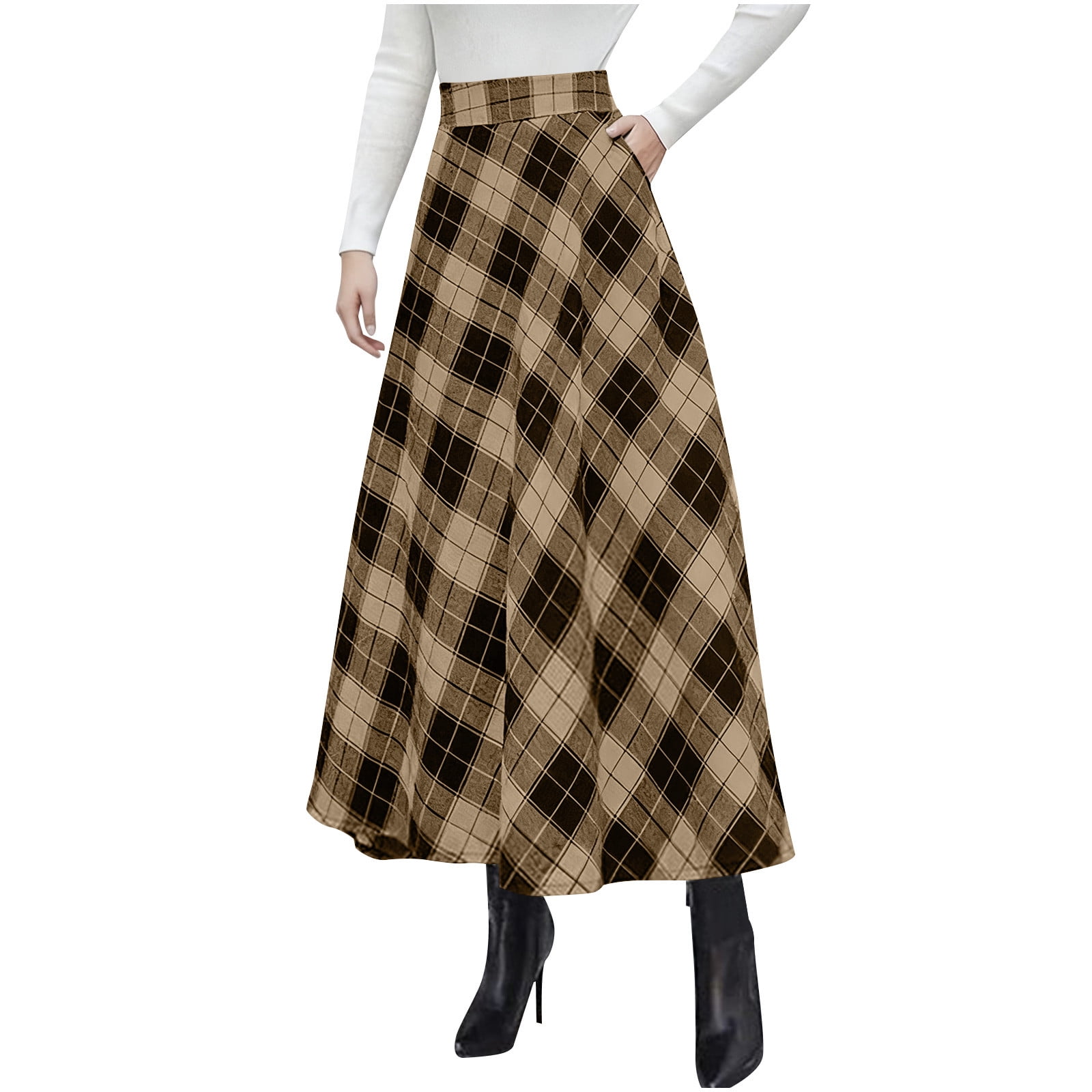 Click here for Hongqid Plaid Skirt For Womens Winter Fall Warm Hi... prices