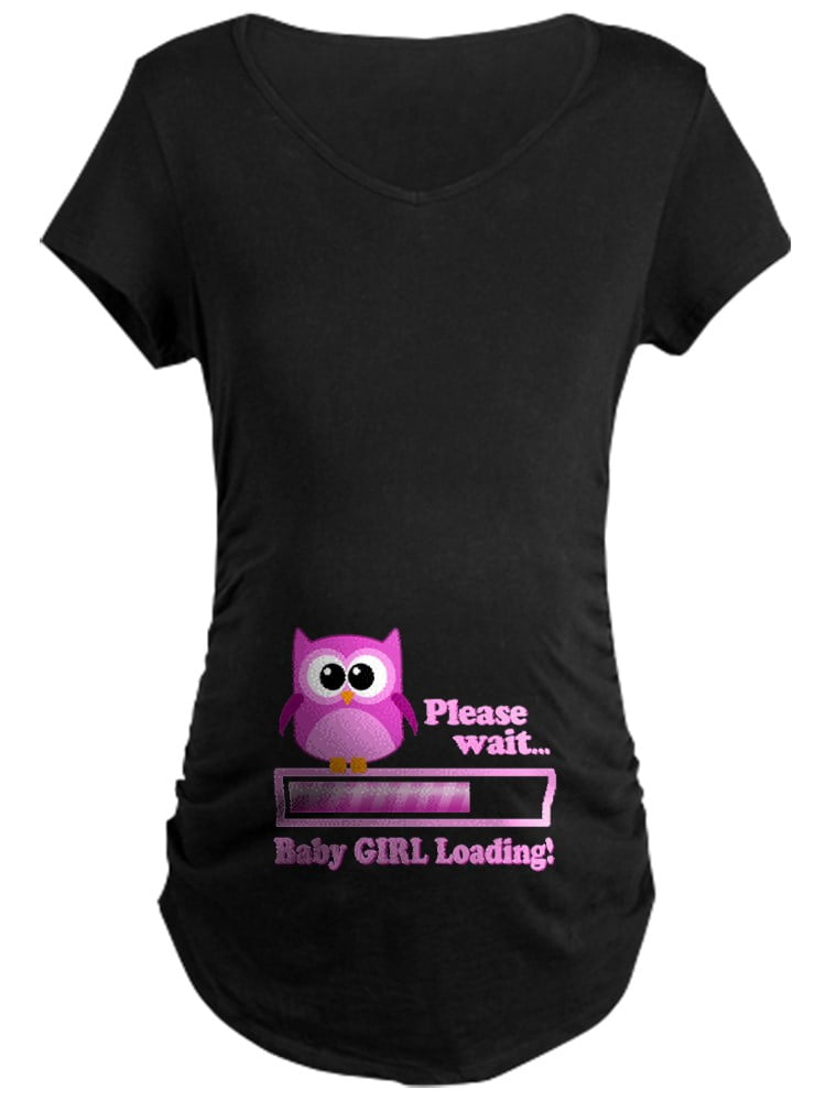 CafePress - Cute Owl Baby Girl Loading Maternity T Shirt - Maternity ...