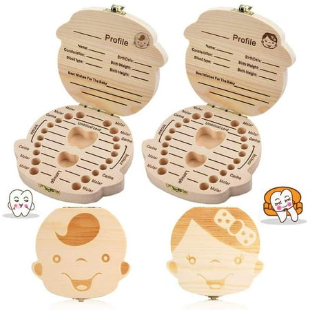 Baby Teeth Save Box, 2PCS Baby Teeth Box Save Organizer Milk Teeth Box ...
