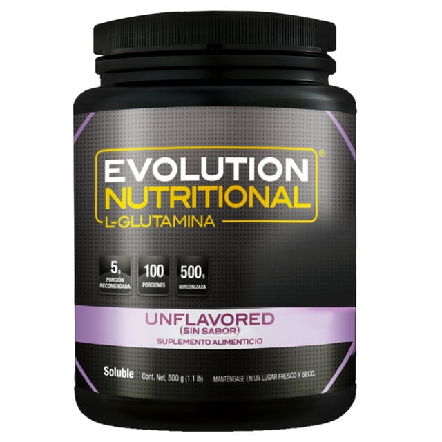 EVOLUTION L-Glutamina, Bote Natural, Soluble, Suplemento Alimenticio, 500 Gramos (Sin Sabor ...