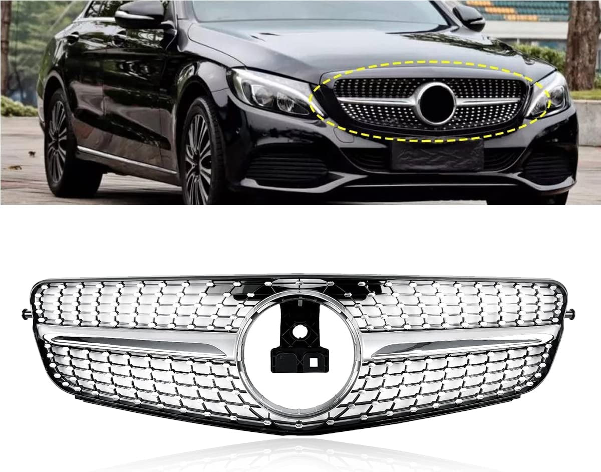 DIBON AUTO Diamond Car Accessories: Front Grille for Mercedes-Benz W204 ...