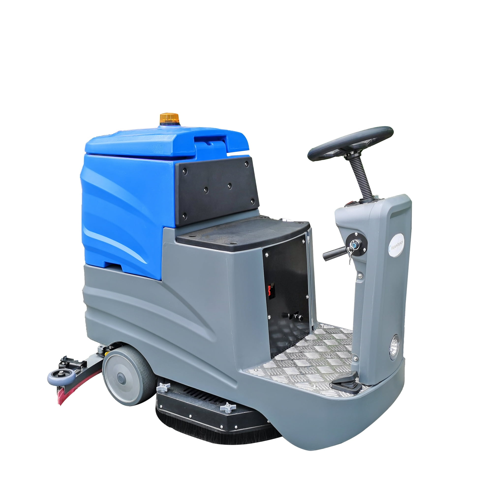 Fixturedisplays Ride-On Driving Floor Scrubber Machine Battery Powered Warehouse Industrial Cleaner 21 Inches Clean Width  3000m2/H Clean Efficiency