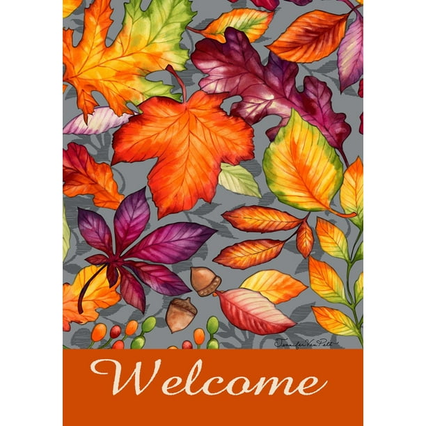 Toland Home Garden Autumn Welcome Leaves Fall Flag Double Sided 12x18 ...