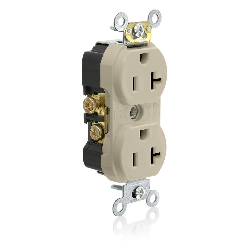 Leviton TCR20-I Commercial Grade Tamper-Resistant Narrow Body Straight ...