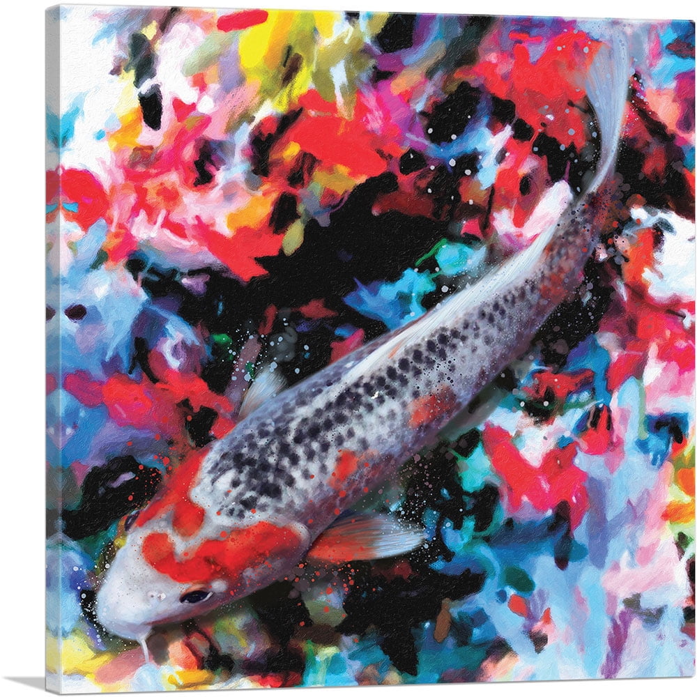 ARTCANVAS Colorful Kohaku Asagi Koi Carp Fish Japan Canvas Art Print ...