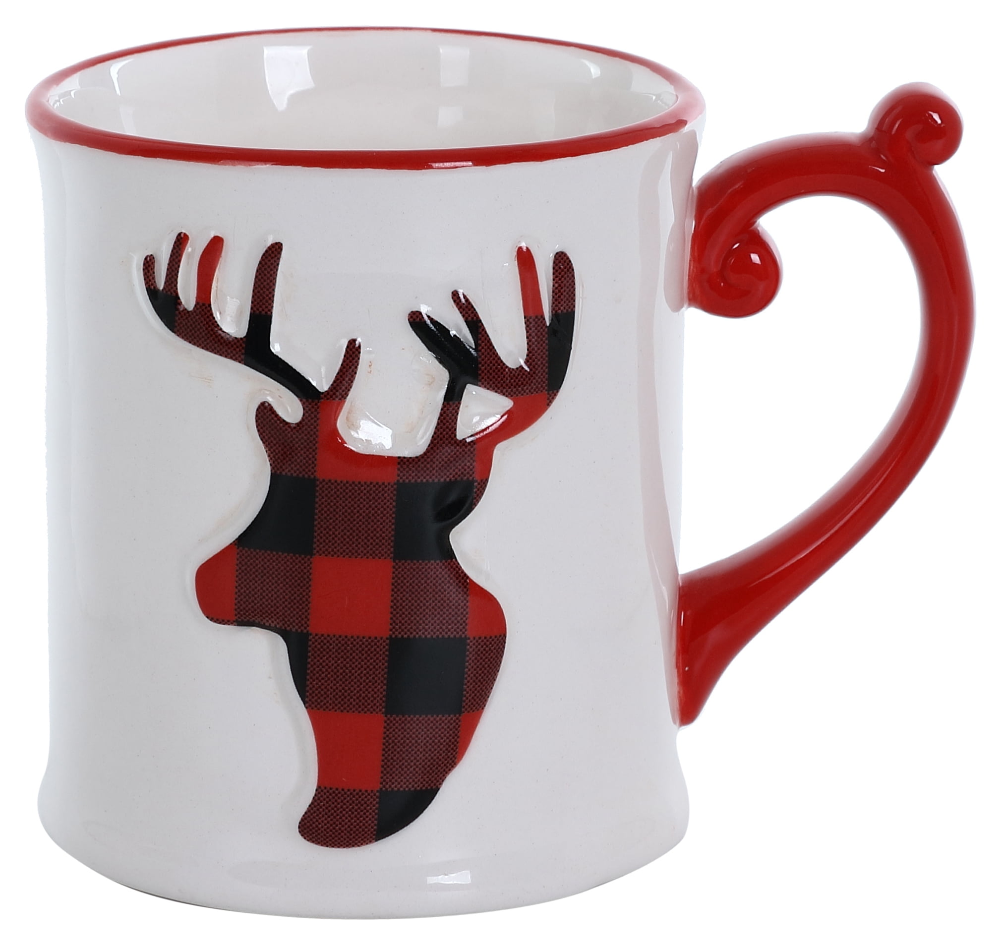 Red Plaid Deer Head Coffee Tea Winter Holiday Mug 12 Ounces - Walmart.com