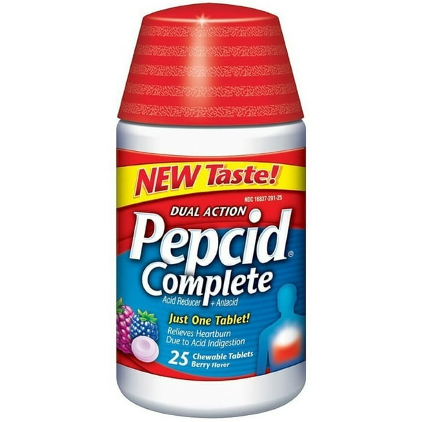Pepcid Complete Chewable Tablets, Berry Flavor, 25 ea (Pack of 6 ...