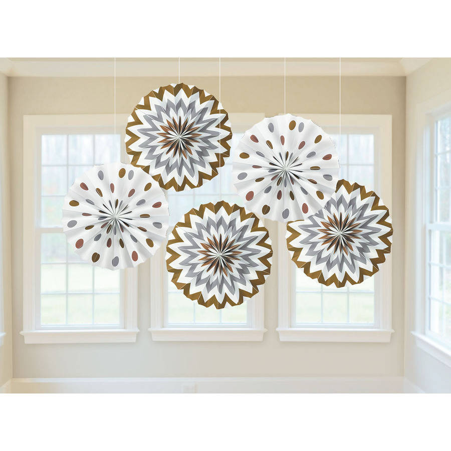 8" Designs Paper Fans set of 5 - Walmart.com