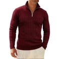 Antinious Men Solid Collar Business Half Zip Texture Pullover Long ...