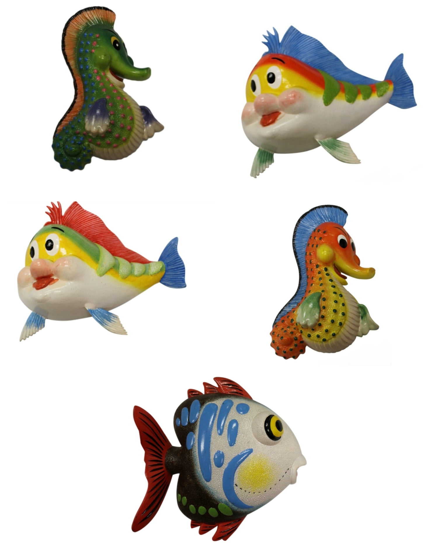 Funny Happy Fish Dimensional Wall Decor Set of 5 Eight Inches - Walmart.com