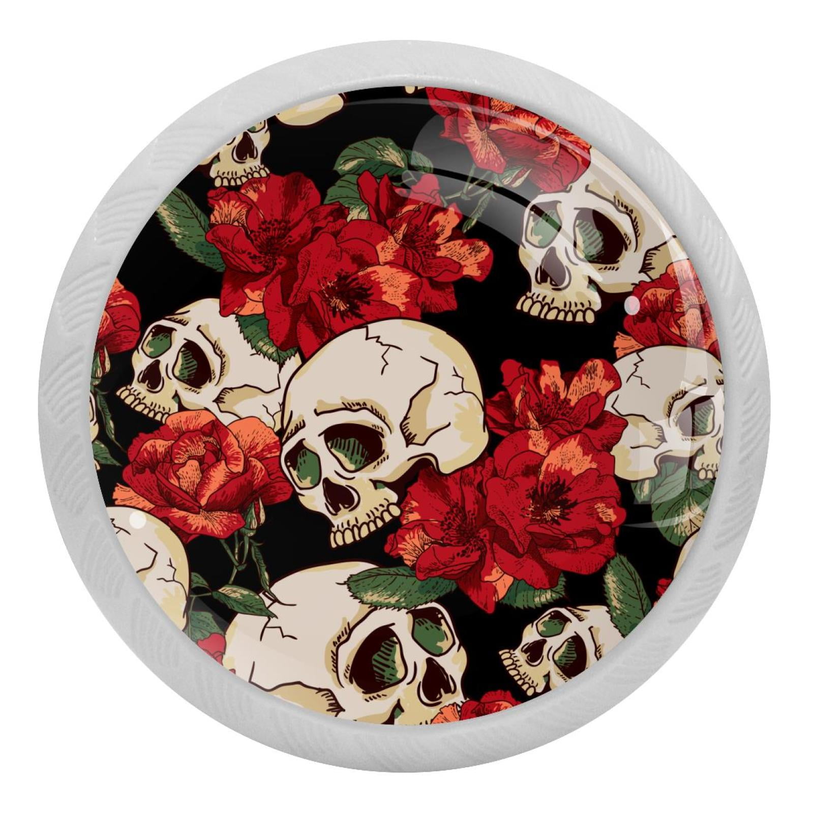 4PCS Round Skull Cabinet Fluorescence Knob Glowing in the Dark ...