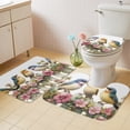 Birds Floral Bathroom Rugs Set Retro Fence Non Slip Absorbent Soft Bath ...
