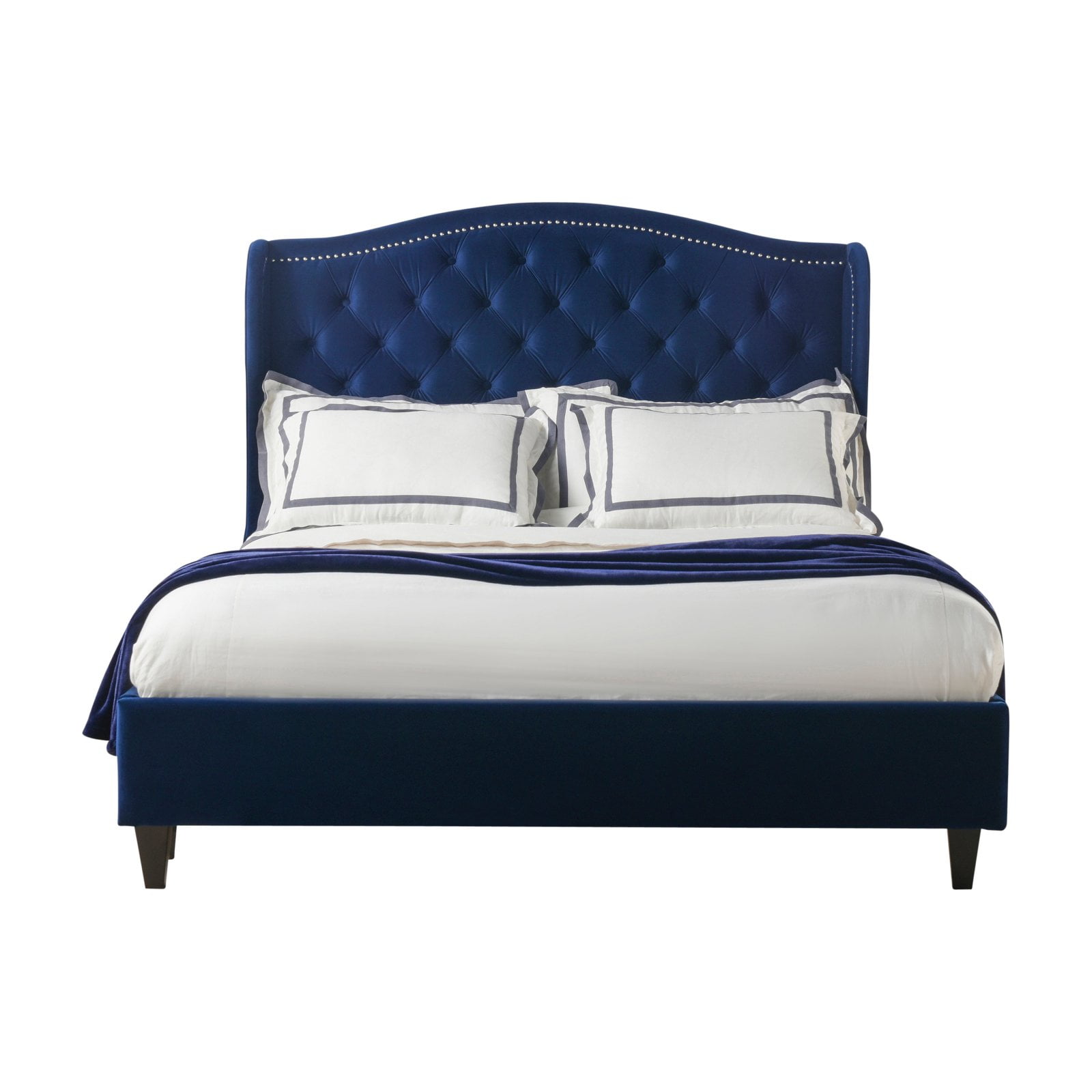 Coverley Tufted Wingback Platform Bed, Queen, Navy Blue - Walmart.com