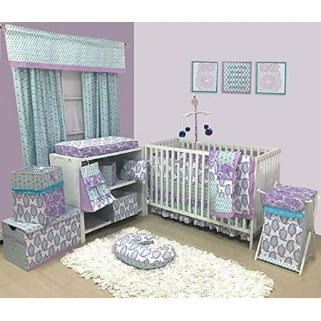 Bacati Isabella Girls Paisley 4 Piece Crib Set with Diaper Stacker ...