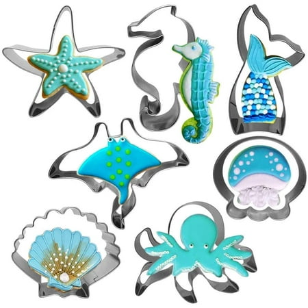 Under The Sea Cookie Cutter Set- 7 Pcs Large Stainless Steel Cookie ...