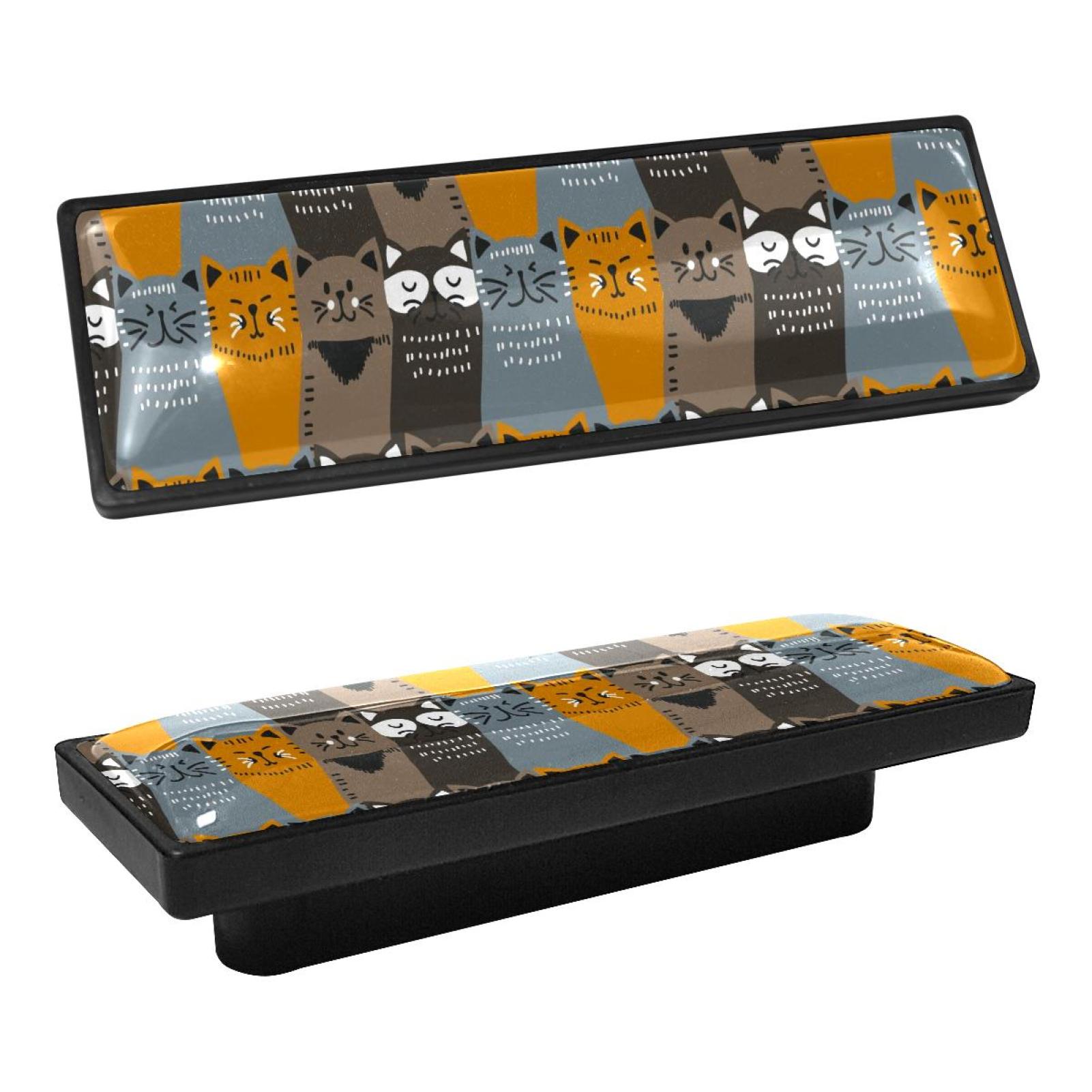 4 Pcs Rectangle Cabinet Handle Cupboard Knob Drawer Pulls Handle Brown ...