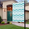 Geometric Striped Pattern Garden Flags for Outside Aqua White Wave ...