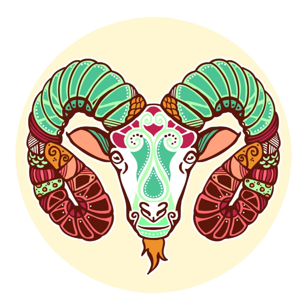 Design With Vinyl Artwork animal Colorful Ram Head with Beard Animal ...